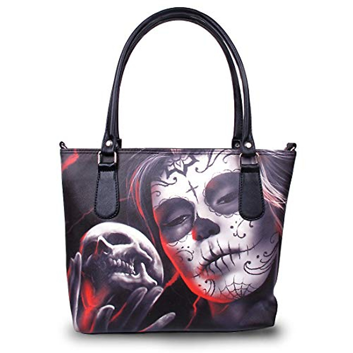 Liquorbrand Eternal Shoulder Tote Bag and Coin Purse Handbag & Zipper Pouch | Sugar Skull Dia De Los Muertos Dark Gothic Design