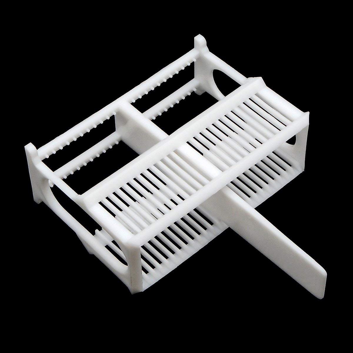 YXQ 24 Slots Microscope Slides Staining Jar Frame Rack 2-Set White Plastic Covered