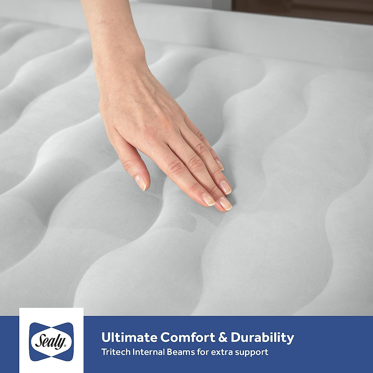 Sealy Tritech 16” Twin Sized Inflatable Air Mattress Bed with Built-in Pump, Storage Bag, and Repair Patch for Indoor and Outdoor Use