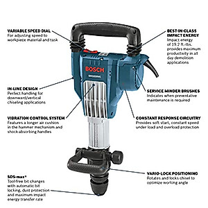 BOSCH DH1020VC Inline Demolition Hammer , Blue