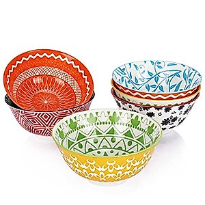 Vivimee Small Ceramic Bowls Set of 6, 10 oz Colorful Dessert Bowls, Ice Cream Bowls, Stackable Snack Bowls for Ice Cream, Snack, Rice, Condiments, Side Dishes, Yogurt, Microwave Dishwasher Safe