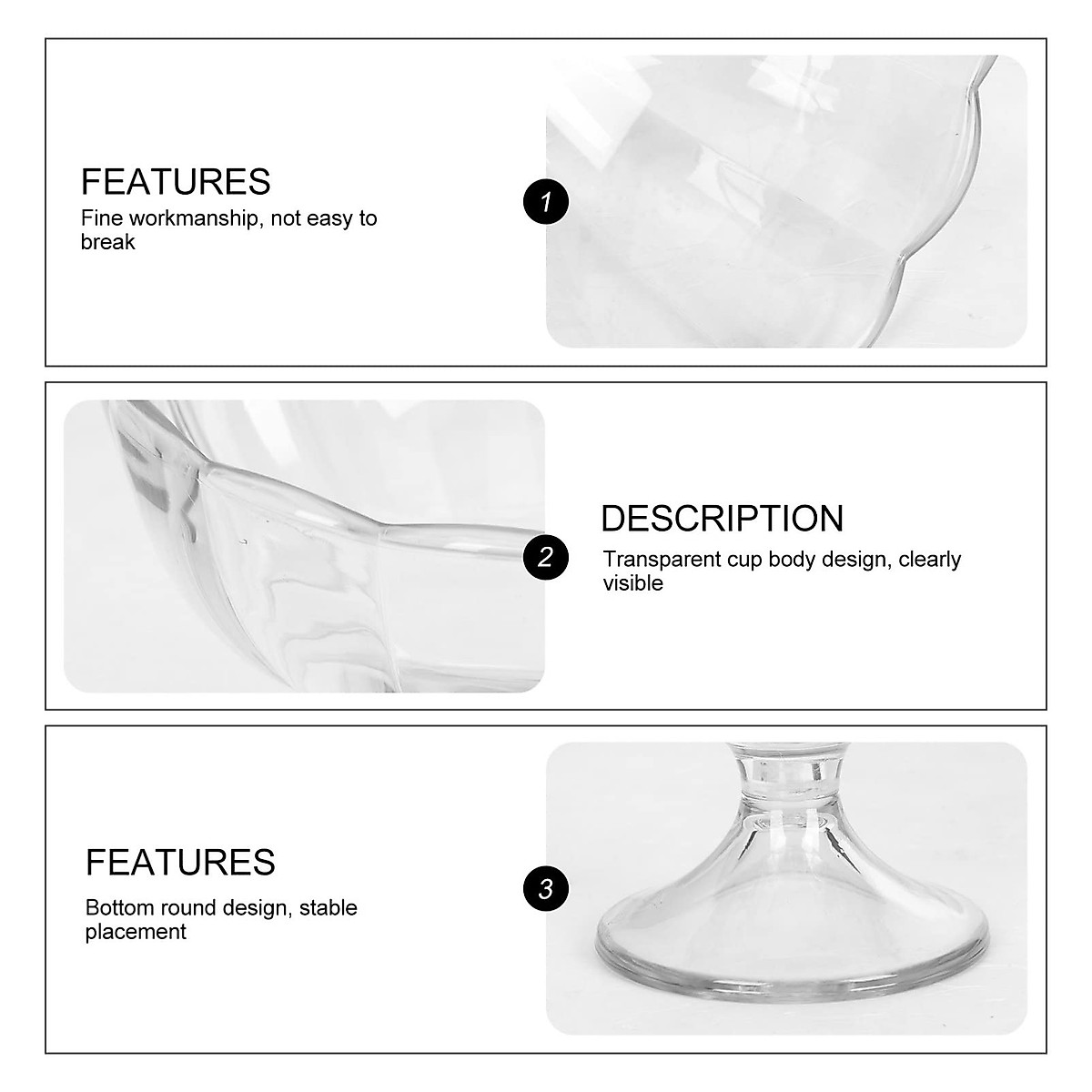 Cabilock Small Dessert Cup with Spoon Cute Footed Tulip Clear Dessert Bowls Cups Perfect for Dessert Sundae Ice Cream Fruit Salad Snack Pudding Cups 2 Sets (4.33x3.54 inch)