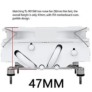 Thermalright AXP90-X47 White Low Profile CPU Cooler, with 92mm TL-9015W Slim PWM Fan, ITX CPU Cooler, AGHP Technology, 47mm Height,for AMD AM4 AM5/Intel 1150/1151/1155/1156/1200(AXP90 X47 White)