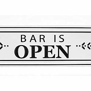 Bar Open and Closed Reversible Sign Metal Tabletop Decal, Embossed Metal Words Modern Freestanding Sign, White/Black