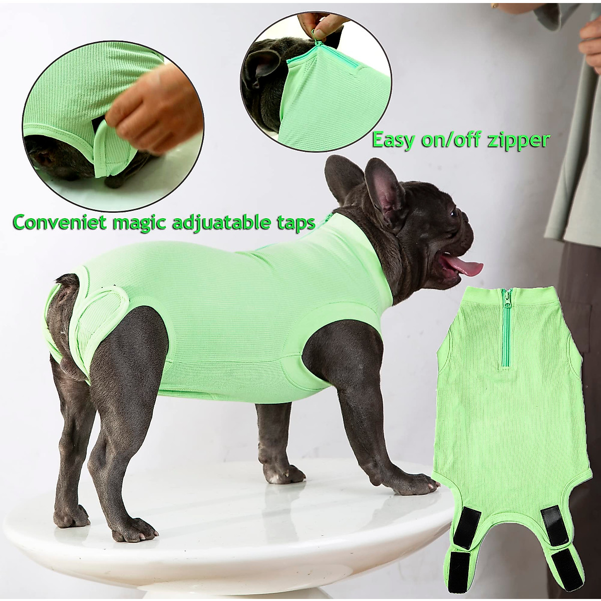 Wabdhaly Dog Surgery Recovery Suit for Female Spay,Puppy Surgical Recovery Zip Up Suit,Anti-Licking Bodysuit for Abdominal Wounds,Cone Alternative Recovery Blank Suit for Dogs