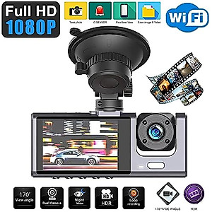 Bzdzmqm Dual Dash Cam Front and Rear Inside, 1080p Dash Camera for Cars, Driving Recorder Dashcam Car Camera with IR Night Vision, 24/7 Recording Loop Recording, G-Sensor,Parking Monitor, Black