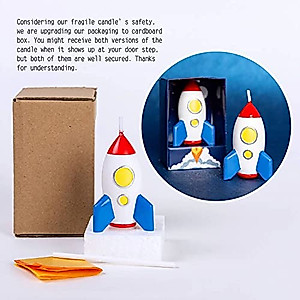 Spaceman Birthday Candle Outer Space Theme Rocket Candle for Birthday Party Childrens Day Baby Shower (Rocket)