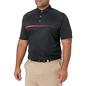 Callaway Basics Short Sleeve Modern Chest Stripe Polo Shirt, Black, X-Large