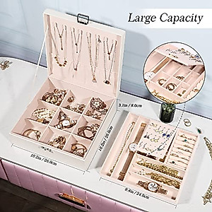 Allinside Capacious Jewelry Box Organizer for Girls Women Ladies, 2 Layers PU Leather Jewelry Storage Case with Lock, Birthday, Velvet Lining, White
