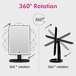 COSMIRROR Large Lighted Makeup Mirror, 14.5in x 9in, 88 LED Lights, 10X Magnification, Touch Sensor Dimming, 360 Rotation Tabletop Personal Beauty Light Up Mirror