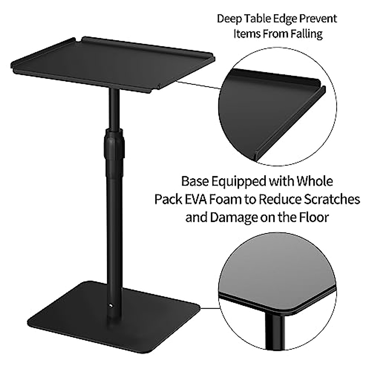 18" to 29.5" Height Adjustable End Table, Modern Metal Nightstand Furniture for Living Room Bedroom Dorm Office, Place Drinks, Snacks, Books, Meals, Plates, Remotes, Magazines, Phones on The Top