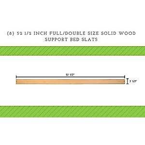 CC KITS Set of Eight (8) 52 1/2 Inch Full/Double Size Solid Wood Support Bed Slats｜Use Crib Conversion Kits｜Platform Frame for Mattress｜Bunkie Board, Box Spring or Foundation Replacement Option