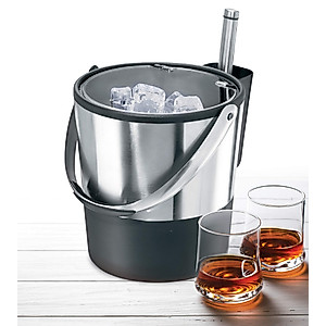 Oggi Insulated Ice Bucket, 4 Quart / 3.8 L, Stainless Steel, Black