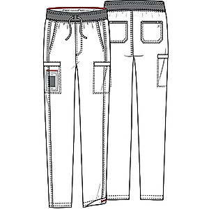 Cherokee iFlex Men Scrubs Pant Tapered Leg Drawstring Cargo CK006, M, Black