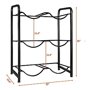 jolybebe 5 Gallon Water Jug Stand, 5 Gallon Water Jug Holder 3 Tier for 6 Bottles of 5-Gallon Water, Detachable Water Jug Organizer Floor Protection for Home Office Black