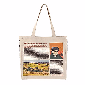 UERRUAM Canvas Tote Bag Aesthetic for Women Graphic Tote bag with Zipper Cute Canvas Bags with Pockets School Beach Travel