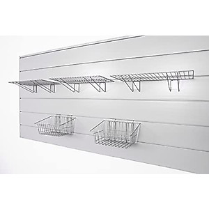 Crownwall Steel Shelf and Basket Organizer Value Kit with 5 Heavy Duty Shelves and Baskets for Storage and Organization, Compatible Slatwall