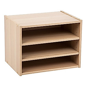 IRIS USA 3-Shelves Modular Wood Stacking Storage Box, for Office Closet and Nightstand, Easy Assembly, Customizable, Stacking Storage Boxes, Light Brown