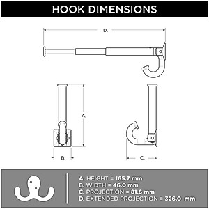 Franklin Brass Extend-a-Hook Square (1-Pack) Single Wall Hooks 1-Prong Coat/Hat Pure White Hooks for Hanging Wall Mount Hanger Clothes,Purse,Bag,Towel Organization Decorative Wall Hooks B45627M-PW-R