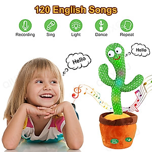 QIUXQIU Cactus Plush Toys 120 Music Recording and Follow You Speak and LED Glow Wiggle Dancing Cactus Electronic Toy,Plush Toy in Pot Decoration & Children Funny Stress Relief Toys