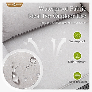 Sophia & William Outdoor Couch Egg Lounge Chair - Wicker Sofa for Patio with Removable Canopy, Rattan Single Sofa with High Backrest and Anti-Slip Cushions