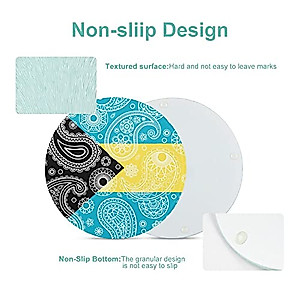 Bahamas Paisley Flag Cutting Board Tempered Glass Chopping Board for Kitchen Hotel