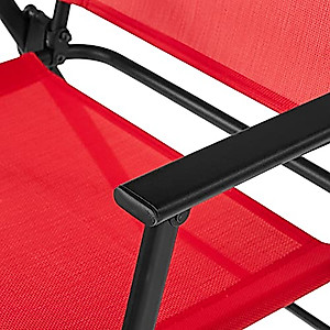 Square Set of 2 Outdoor Patio Steel Sling Folding Chair, Red