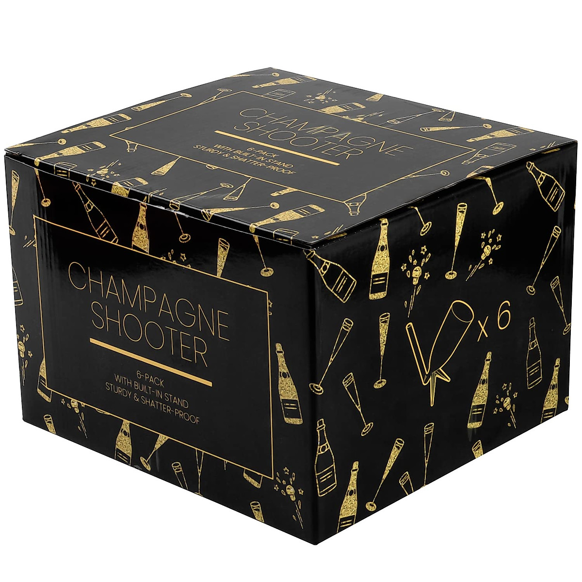 IMPRESA [6 Pack] Champagne Shooter Plastic Glass Set - Champagne Glasses with Stands - Bachelorette Party Gifts - Champagne and Prosecco Gifts for Bubbly Lovers – Reusable Champ Shooter