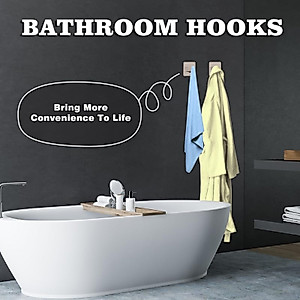 SJDLGN 4 Pack Adhesive Hooks, Towel Hooks Holders for Hanging Coat,Robe Heavy Duty Wall Hooks Stick on Bathroom, Home or Kitchen, Stainless Steel