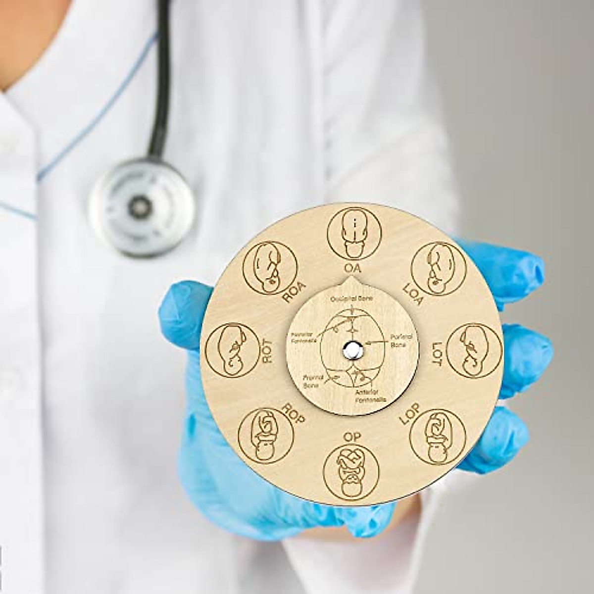 Midwife fetal position tool, carved wooden fetal position wheel for student midwife doctor doula (Round)