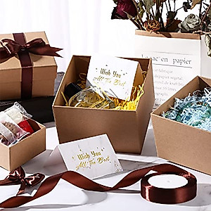 4 Pieces Wedding Gift Boxes with Lids Multi Sizes Nesting Square Boxes Stackable Favor Boxes Decorative Cardboard Box with Ribbon for Holiday Weeding Birthday Party Gift (Kraft Box)