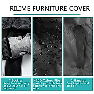 Relime Patio Furniture Covers,96 "L x 64" W x 40 "H Outdoor Furniture Cover Waterproof, Outdoor Table and Chair Set Cover with 4 Windproof Buckles No Tears Anti UV No Fading