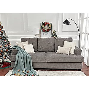 WEPATIO Sofa, Deep Seat Sofa-Contemporary Chenille Sofa Couch, 3 Seater Sofa for Living Room-Oversized Sofa, Grey Comfy Sofa