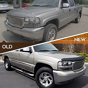 LBRST Headlight Assembly For GMC Sierra 1500 1999-2006 For GMC Sierra 1500 Classic 2007 Black Housing Clear Reflector Clear Lens Driver and Passenger Side Headlamp