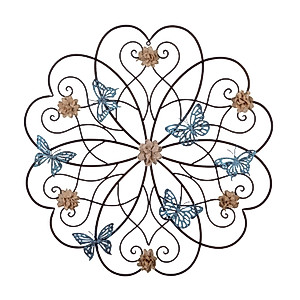 Homebeez Metal Wall Decor- Butterfly Wall Sculpture Flower Wall Hanging Art Decorations for Front Porch Living Room Bedroom Office Indoor Outdoor Garden (Butterfly-3)