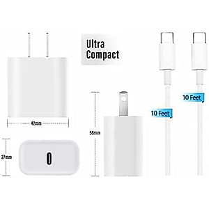 USB C iPad Fast Charger for Apple iPad 10th,iPad Pro 12.9/11 in 2022/2021/2020/2018,iPad Air 4th/5th Gen,iPad Mini 6th Generation,iPad Wall Fast Charger Block with Extra Long 10FT USB C to C Cable