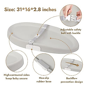 Papablic Baby Changing Pad, Waterproof & Non-Slip, Includes Washable Cover, Safety Strap for Standard Dresser, Changing Table, Bed, Sofa