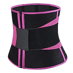 coastal rose Women Waist Trainer Cincher Belt Underbust Latex Corset Tummy Control Sweat Girdle Workout Slim Belly Band Rose Red XXL