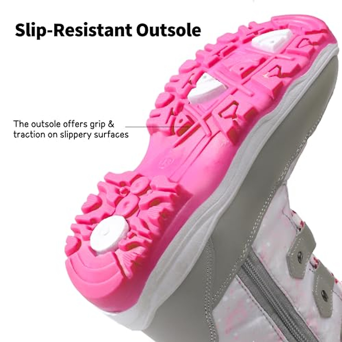 DREAM PAIRS Girls Snow Boots Warm Cozy Anti-Slip Lightweight Mid Calf Faux Fur Lining Winter Shoes for Little/Big Kids,Size 9 Toddler,Grey/Pink,Nordic