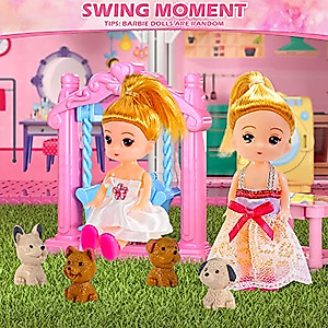 Doll House, Dream House Furniture Pink Girl Toys, 4 Stories 10 Rooms Dollhouse with 2 Princesses Slide Accessories, Toddler Playhouse Gift for for 3 4 5 6 7 8 9 10 Year Old Girls Toys