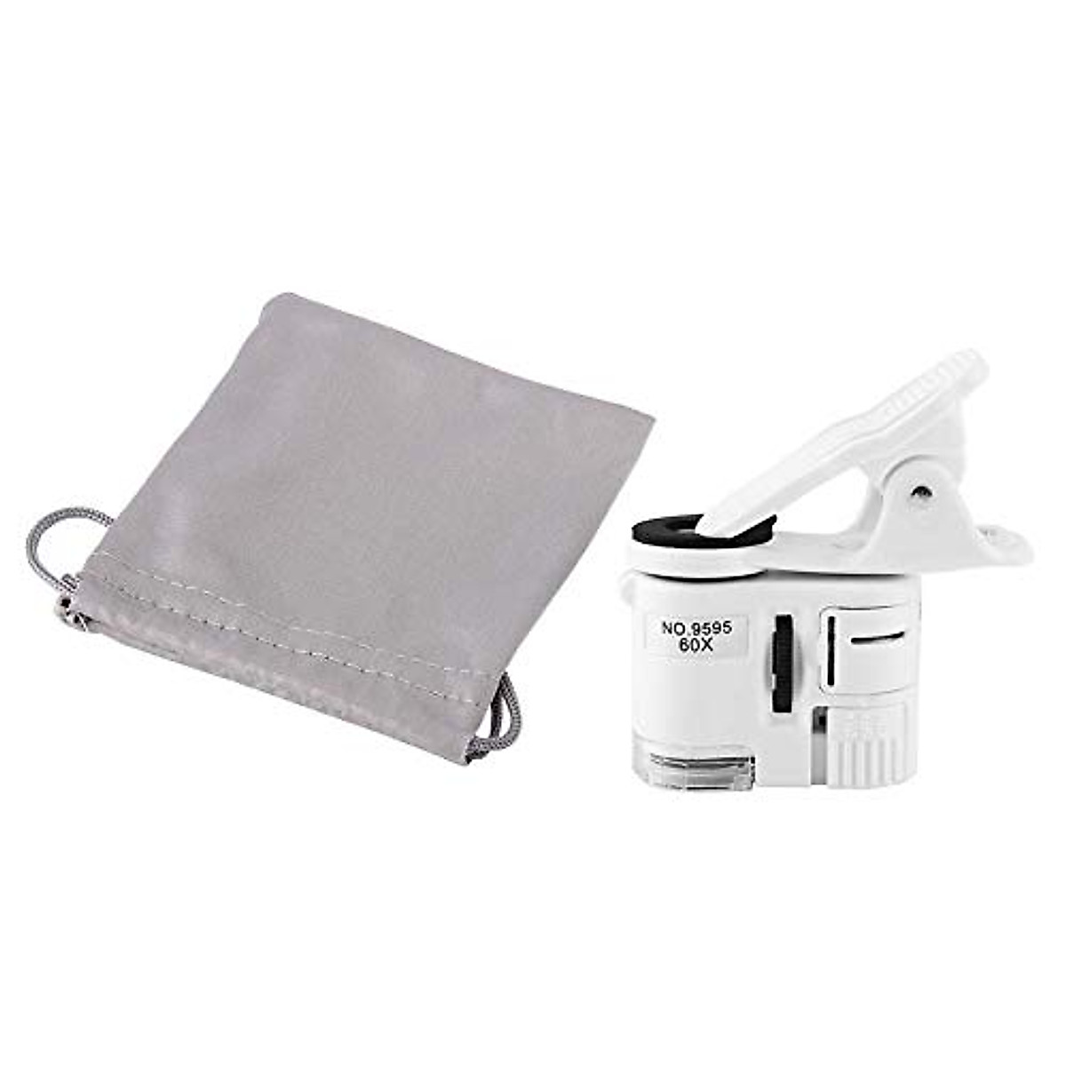 Mini Mobile Phone Microscope, 60X Zoom LED Clip Loupe Microscope with UV Currency Detector,Jewelry & Antique Evaluating, Crafting and Repairing Magnifier,for Universal Mobile Phones