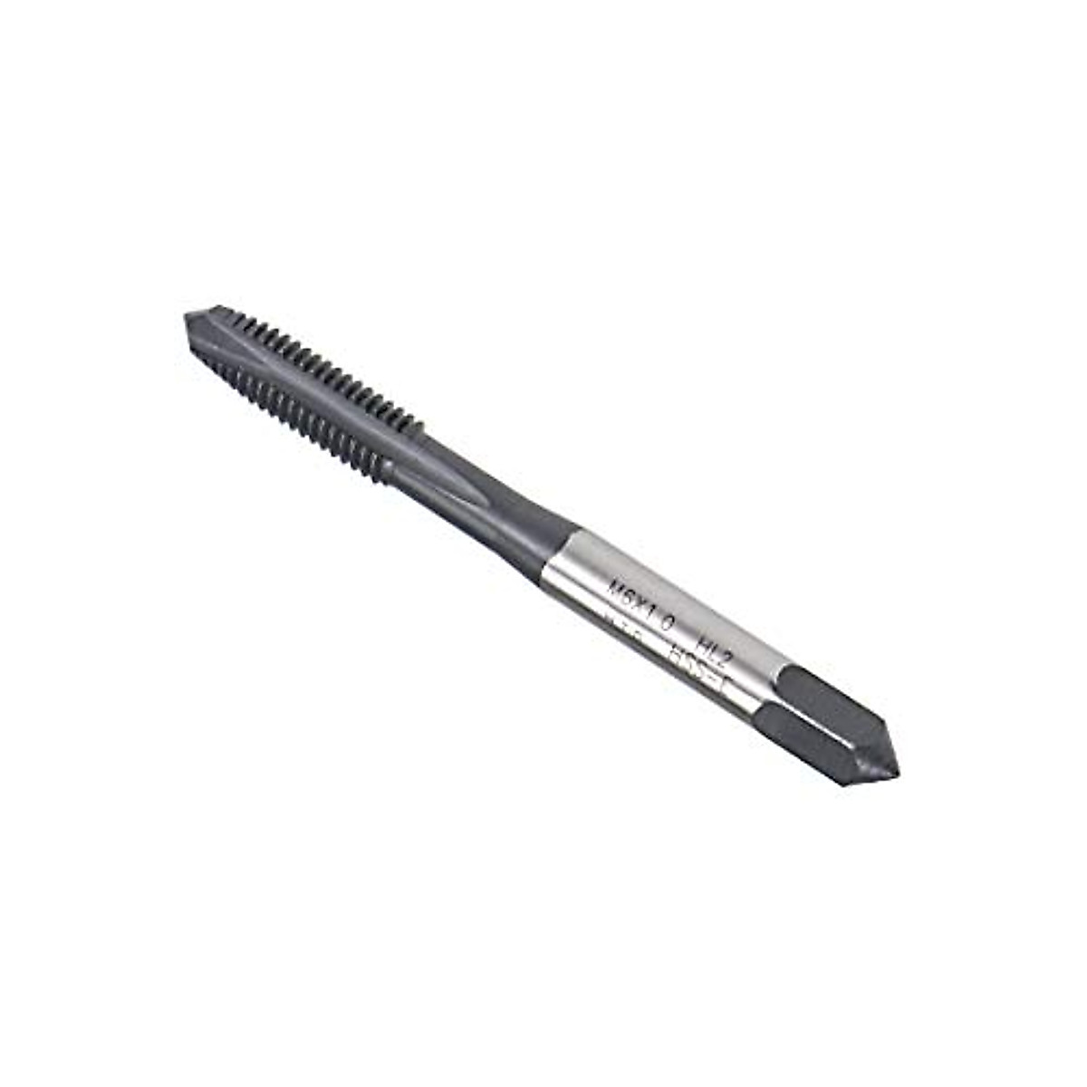 uxcell M6 x 1.0 Spiral Point Threading Tap, H2 Tolerance High Speed Steel TICN Coated, Round Shank with Square End, Metric Screw Taps Tapping Bit for Machinist Thread Repair, 2pcs