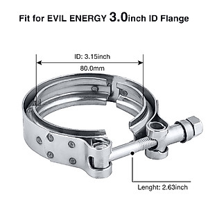 EVIL ENERGY 3.0" V Band Clamp for Flange Kit Stainless Steel, Bundle with 4 Holes Adjustable Exhaust Hanger Universal 2PCS