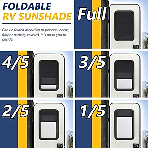 XYZCTEM RV Door Window Shade, Upgraded Foldable RV Blackout Window Cover, UV Rays Protection Camper Trailer Window Cover, 600D Waterproof Thickened Oxford with Storage Bag (Black)