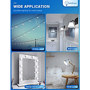 JandCase G40 Light Bulbs Replacement, Low Watt Light Bulbs, 15 Watt Light Bulbs Equivalent E26 Base, Non-dim, 1W 6000K LED Small Light Bulbs for Bathroom Vanity Porch Outdoor String Light Bulbs,6 Pack