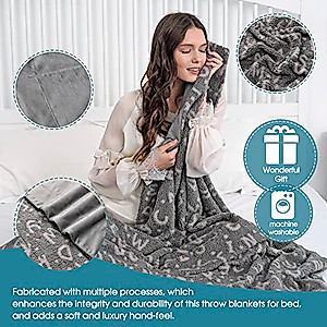 DEZANBO Throw Blanket for Couch Bed Sherpa Fleece Blankets,Stylish Design,Dual Sided Reversible,Super Soft Fluffy Warm Cozy Plush Fuzzy All Season Accessories,50" x 60" Grey