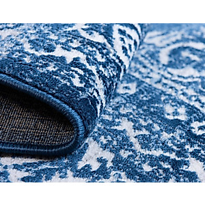 Rugs.com Boston Collection Rug – 2' x 3' Blue Low-Pile Rug Perfect for Living Rooms, Large Dining Rooms, Open Floorplans