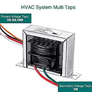 Control Transformer 40VA, Primary 120, 208, 240V Secondary 24V, HVAC Furnace Multi Tap, 1 Pack