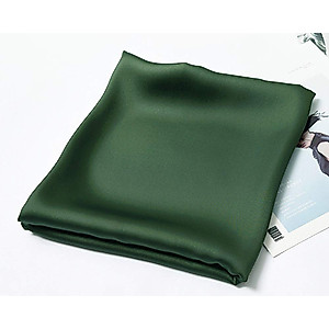 Persmileful Women's Fashion Soft Large Satin Square Chiffon Polyester Scarf Set Head Neck Multiuse Solid Colors Available (Dark green)