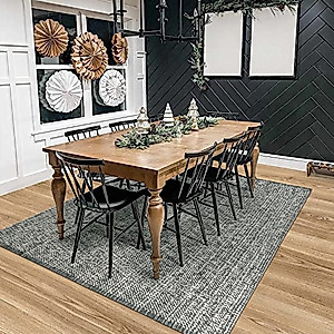 LEEVAN Washable Area Rug 4x6, Hand-Woven Cotton Living Room Rug, Grey/Cream Braided Bedroom Rug, Farmhouse Indoor/Outdoor Floor Carpet for Patio, Nursery, Office, Playroom, Dining Room
